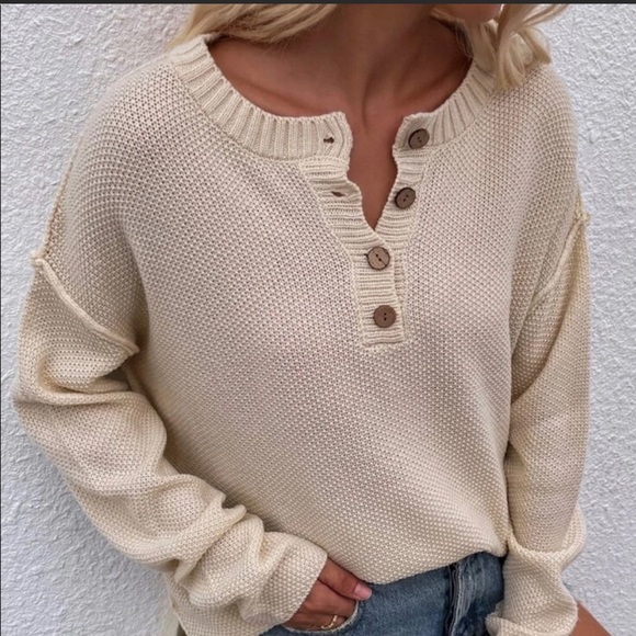 Sweaters | Nwt Boho Button Detail Oversized Knit Sweater 1x | Poshmark
